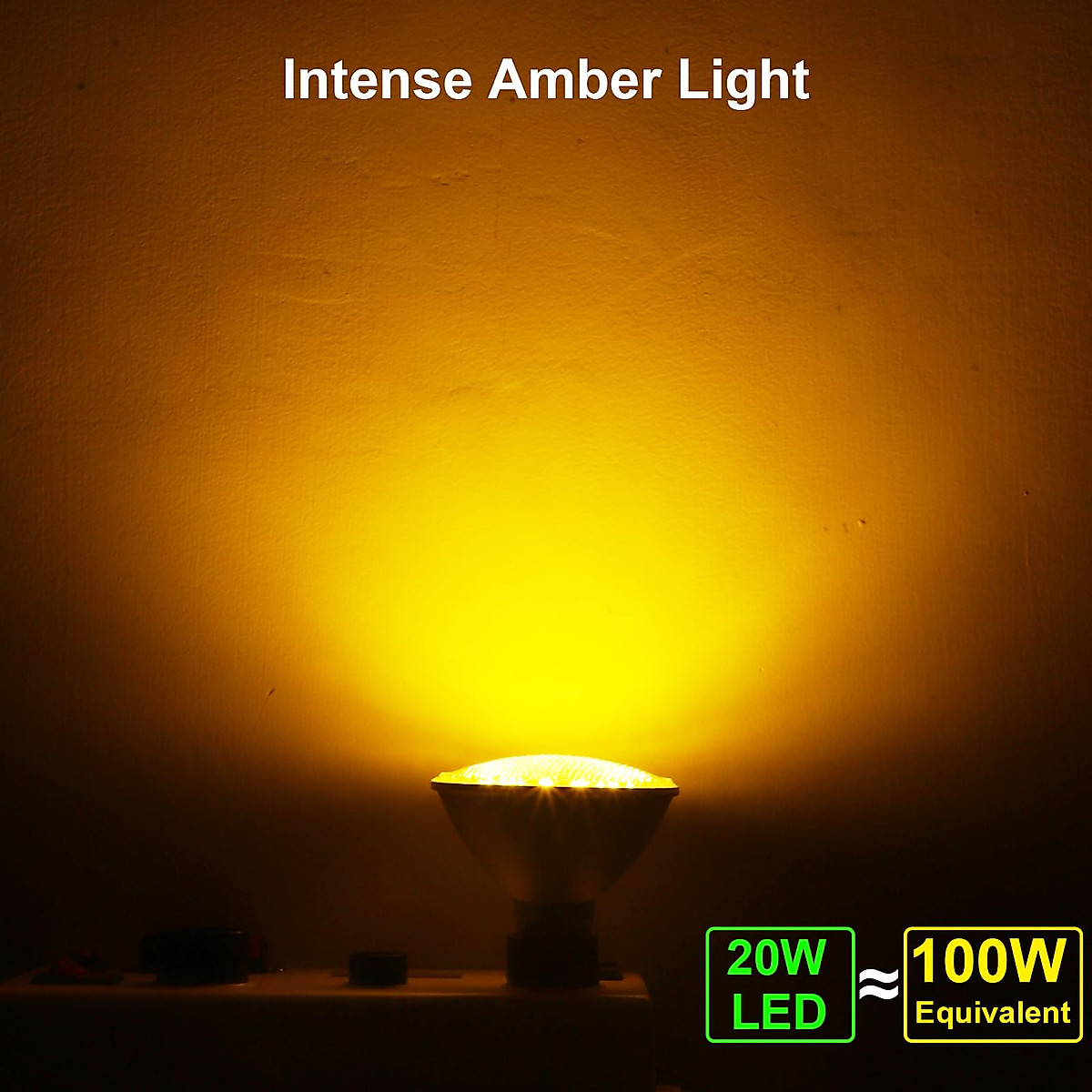 Familite LED Bug Light Bulbs, 1900K Yellow Outdoor PAR30 Flood Lights, Dusk to Dawn Auto On/Off Porch Lights, Waterproof, Replace up to 100W for Garage Hallway Yard Porch, 2 Pack (1900K Amber)