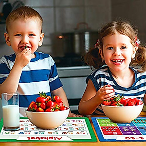 Simply Magic 5 Placemats for Kids - Kids Placemats Non Slip, Washable Reusable Toddler Placemats, Educational Placemats: Alphabet ABC, Shapes, Colors, Numbers, Solar System, Plastic Placemats for Kids