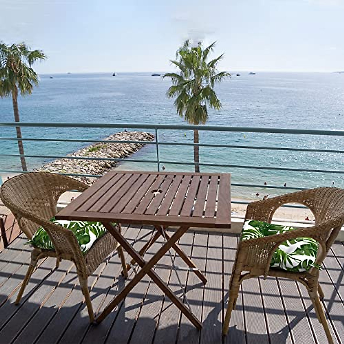 TWLEAR Indoor/Outdoor Wicker Chair Cushions, U-shape Tufted Patio Seat Cushions All Weather for Outdoor Furniture Home Garden Office Chair Use, 19”x19”x5”, 2 Pack, Palm Green