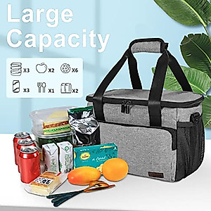 Gloppie Lunch Box Insulated Lunch Bag for Men Lunchbox for Work Lunch Cooler Bag Thermal LunchBag Reusable Lunch Bags Lunch Pail, Grey