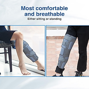 Wonder Care Knee Immobilizer Brace for Knee support for dislocation injuries ligament tear wraparound knee stabilizer splint for men & women (19” long) Grey-Small