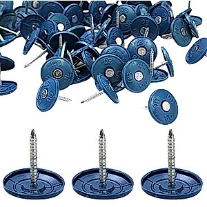 (250 Pack) Round Plastic Cap Nail 1 Inch Roofing Nails Galvanized Tar Paper Nails for House Wrap Fastening Foam Board Roofing Felt Insulation Film (250)