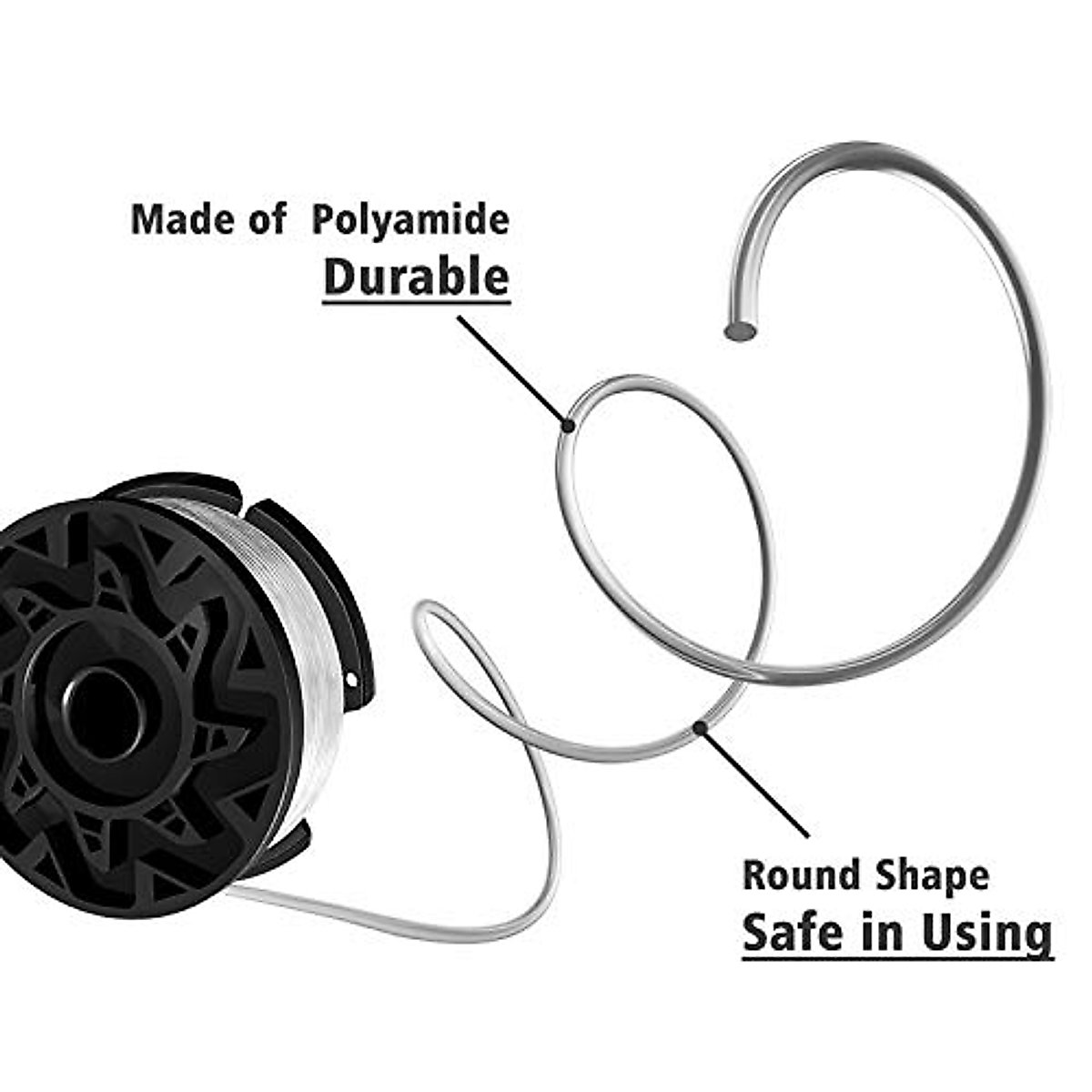 X Home AF-100 Weed Eater String Compatible with Black Decker String Trimmers, 6 Spools & 1 Cap