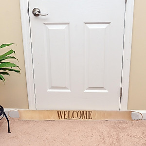 Roe & Moe Welcome Draft Stopper, Door Bottom Hot/Cold Air Blocker Noise Reducer Insulation Sound Proof Weather Strip Seal, 38 x 4 inches, with 2 Loops - Ideal for 36 inch Door