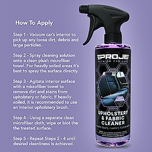 PROJE' Upholstery & Fabric Cleaner - Effective Carpet Cleaner - Stain remover - Eliminates Odors - Car Seat Cleaner - 16 Fl Oz