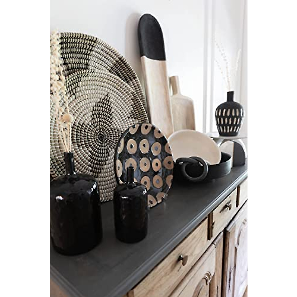 Mud Pie Modern White Stoneware Stand, 6" x 10 1/2" dia, CREAM