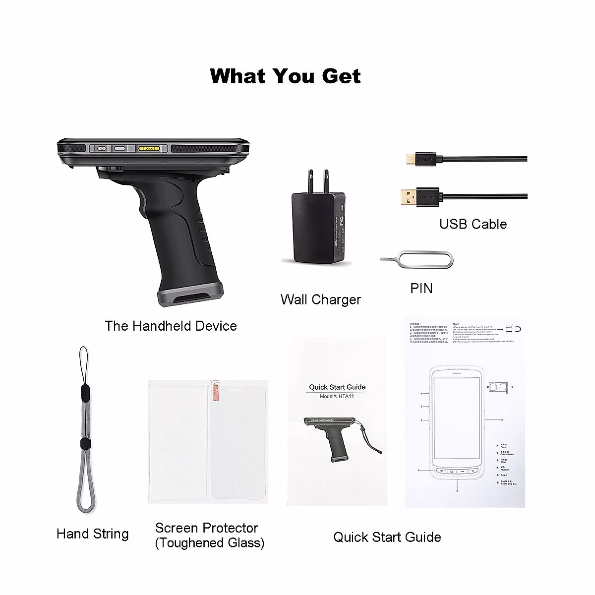 Android Handheld Data Terminal Mobile Computer with 1D & 2D PDF417 Barcode Scanner 3G 4G WiFi BT GPS, Ergonomic Pistol Grip for Warehouse Inventory