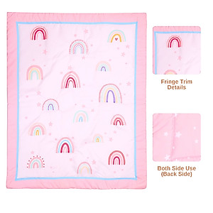 Baby Bees 3 Pieces Rainbow Crib Bedding Sets for Boys and Girls | Baby Bedding Set of Crib Fitted Sheet, Quilt for Standard Size Crib