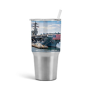 USS Carl Vinson CVN 70 30oz Stainless Steel Tumbler, Double Wall Insulated With Straw and Lid