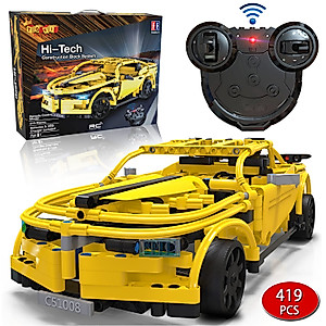 TOTI ROYAL Stem Building Toys for Boys Age 8-12 - 419PCS Remote Control Car Building Kit for Kids & Adult - Model Car Kits to Build for Kids 8-12 Great Remote Control Toy Gift for Your Kids (Yellow)