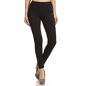 Leggings Depot Womens 1" Waistband High Waisted Solid Leggings Pants (Full Length, Black, One Size Plus)