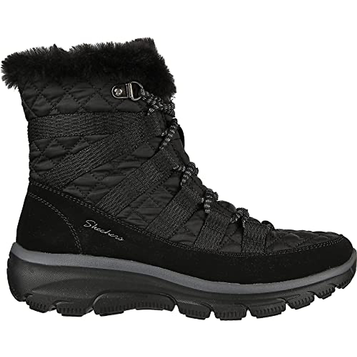 Skechers womens Sweater Fashion Boot, Black, 7.5 US