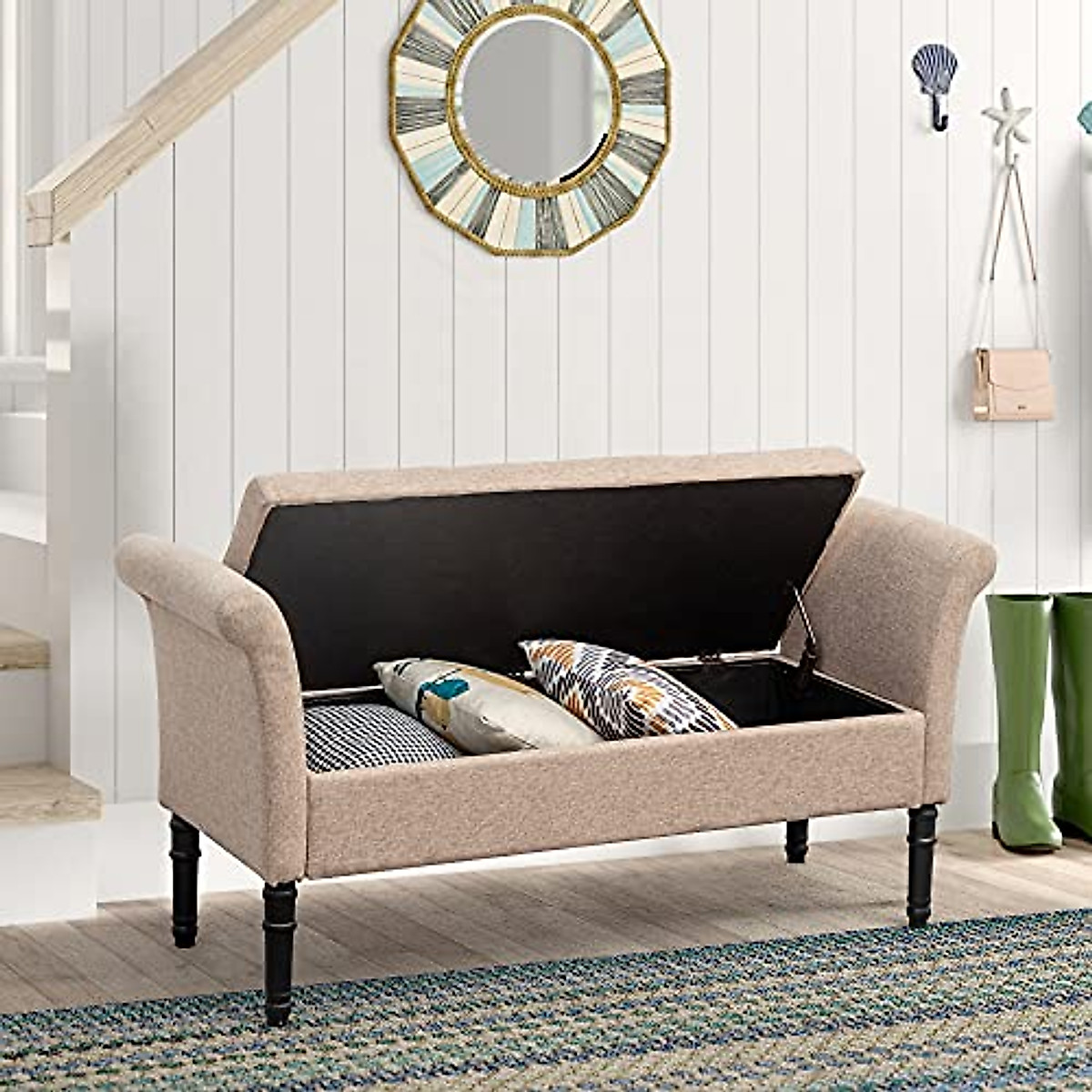 annjoe Storage Ottoman Bench Bedroom Bench Bed Entryway Hallway Chest, Footrest, Padded Seat