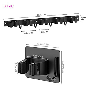 Didoee 3 Pcs Mop and Broom Holder Wall Mount Stainless Steel Wall Mount Self Adhesive Heavy Duty Garage, Broom and Laundry Room Organizer and Storage