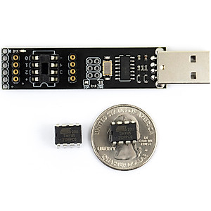 Tiny AVR Programmer Black and 2pcs ATTINY85-20PU Chips