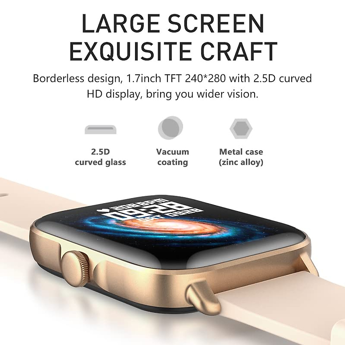 2022 Smart Watch(Make Call), 1.7" Full Touch Screen Smartwatch with Heart Rate, Blood Oxygen & Sleep Monitor, 28 Sport Modes, Fitness Tracker Watch for Women Men Compatible with Android and iOS Phones