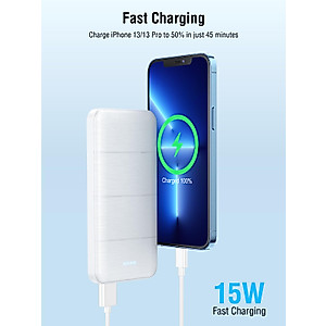 LOVELEDI Portable-Charger-Power-Bank - 15000mAh Dual USB Power Bank Output 5V3.1A Fast Charging Portable Charger Compatible with Smartphones and All USB Devices(White)