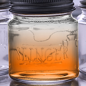 The Rooster Mason Jar Shot Glasses Set - Mini Mason Jars with Lids Featuring Unique Rooster Design (10 Pack)