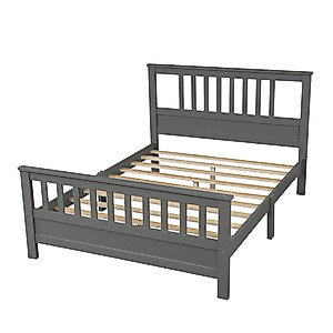 Harper & Bright Designs Full Bed Frame for Boys and Girls Wood Full Size Platform Bed with Headboard and Footboard and Slat Set, No Box Spring Needed