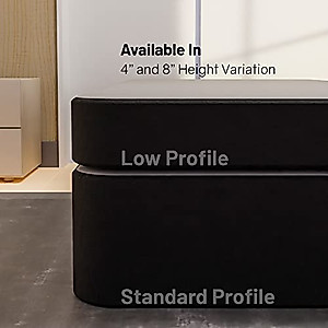 Spring Solution, 8" Split Wood Traditional Box Spring/Foundation for Mattress Set, Sturdy Fabric Paneled Design Wooden Frame, Durable Bedding Mattress Box Springs, Queen, Black