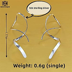 Earrings for Women Spiral threader earrings 925 sterling silver earrings hand bent dangle earrings for women，suitable for gift giving, perfect for your birthday party, Christmas, gift giving.