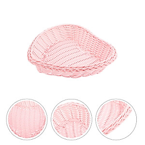 Cabilock Basket Weaving Kit Heart Shaped Basket Plastic Woven Storage Baskets Open Storage Bins Candy Bowl Bread Holder Table Centerpiece for Snack Fruit Candy Pink Basket Weaving