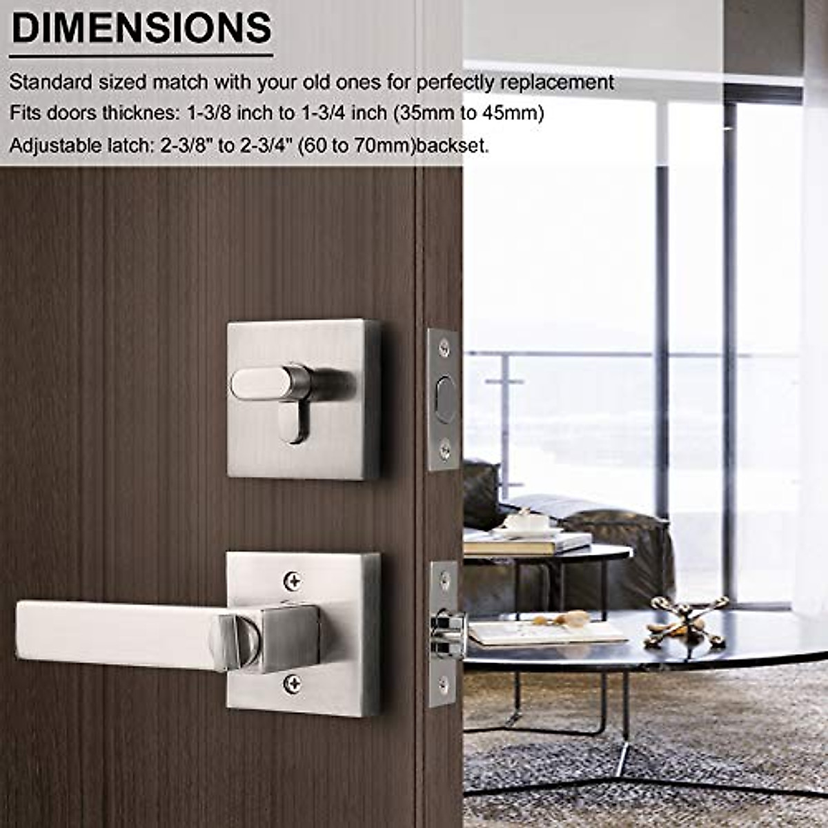 Knobonly 6 Sets Entry Door Handles with Single Cylinder Deadbolt for Exterior Front Doors, Satin Nickel Finish Keyed Alike Leversets, Come with Same Keys, Contractor Pack of 6