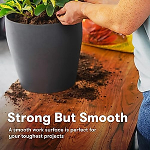 Fedmax Work Bench - 61" Rolling Portable Workbench for Garage - Metal with Acacia Hardwood Top, Adjustable Legs