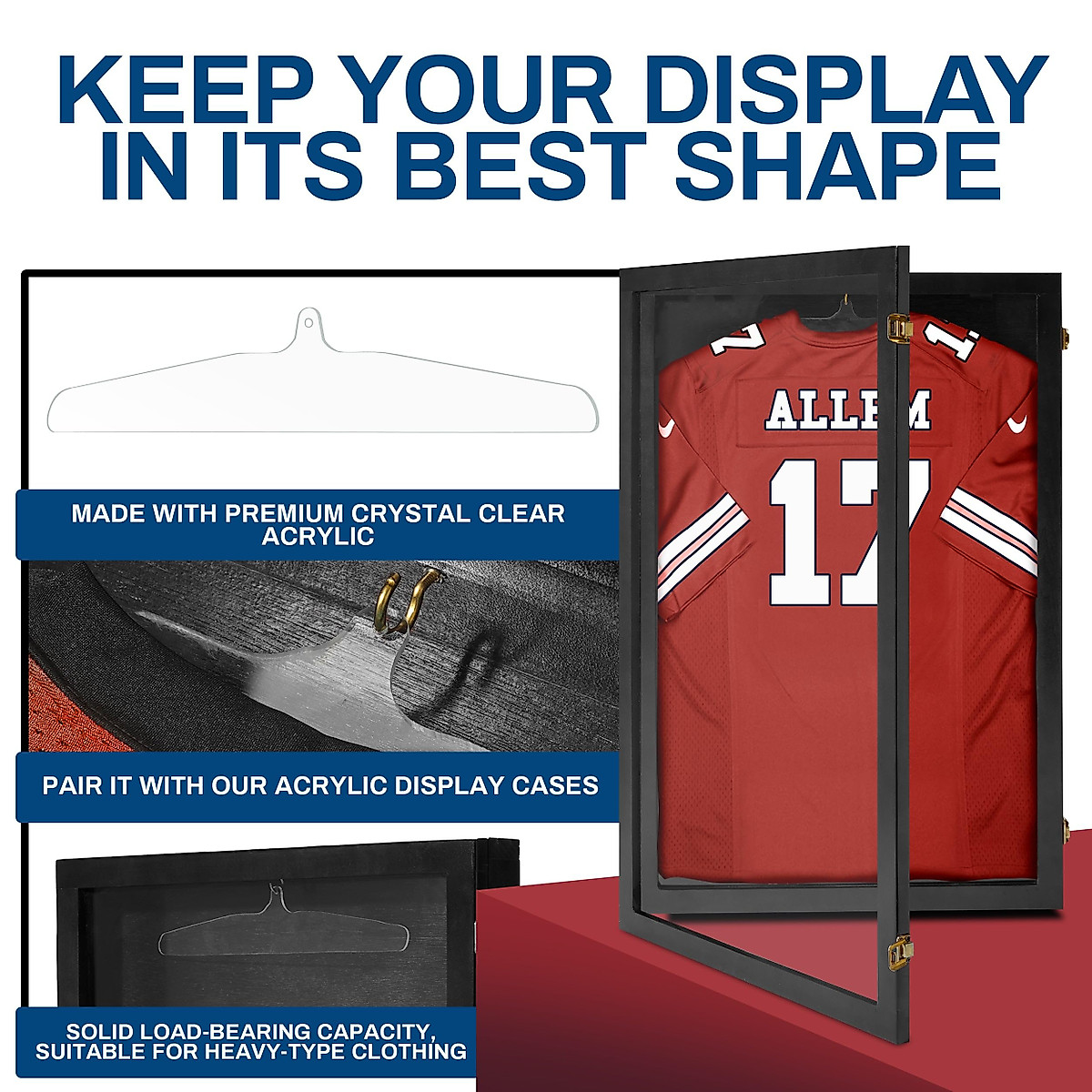 Pennzoni Display Co. Clear Acrylic Hanger - Jersey Display Hanger - Crystal Clear Acrylic Hanger for Jersey, T-Shirt, Uniform & Wedding Dress Displays