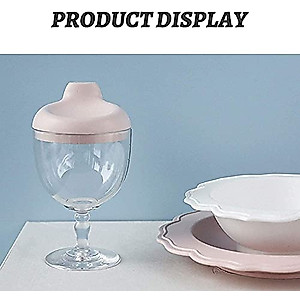 Plastic Goblet Cup, Baby Sippy Cup Wine Glass, Beverage Mug Milk Bottle with Lid for Kids on Birthday Party or Celebration