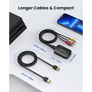 HDMI to RCA Converter, HDMI to RCA Adapter, HDMI to AV 3RCA CVBs Composite Video Audio Converter Adapter for TV Stick/Roku/Apple TV/PC/Laptop/Xbox/HDTV/DVD ( with HDMI Cable & USB Cable)