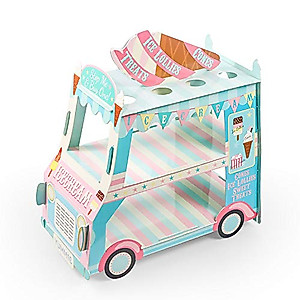 Aooba Van Cake Stand, Ice Cream Truck Decorations - Ice Cream Baby Shower，Birthday Party Supplies Table Centerpiece Decor Ice Cream Cart Cake Cupcake Stand(3 Tier)