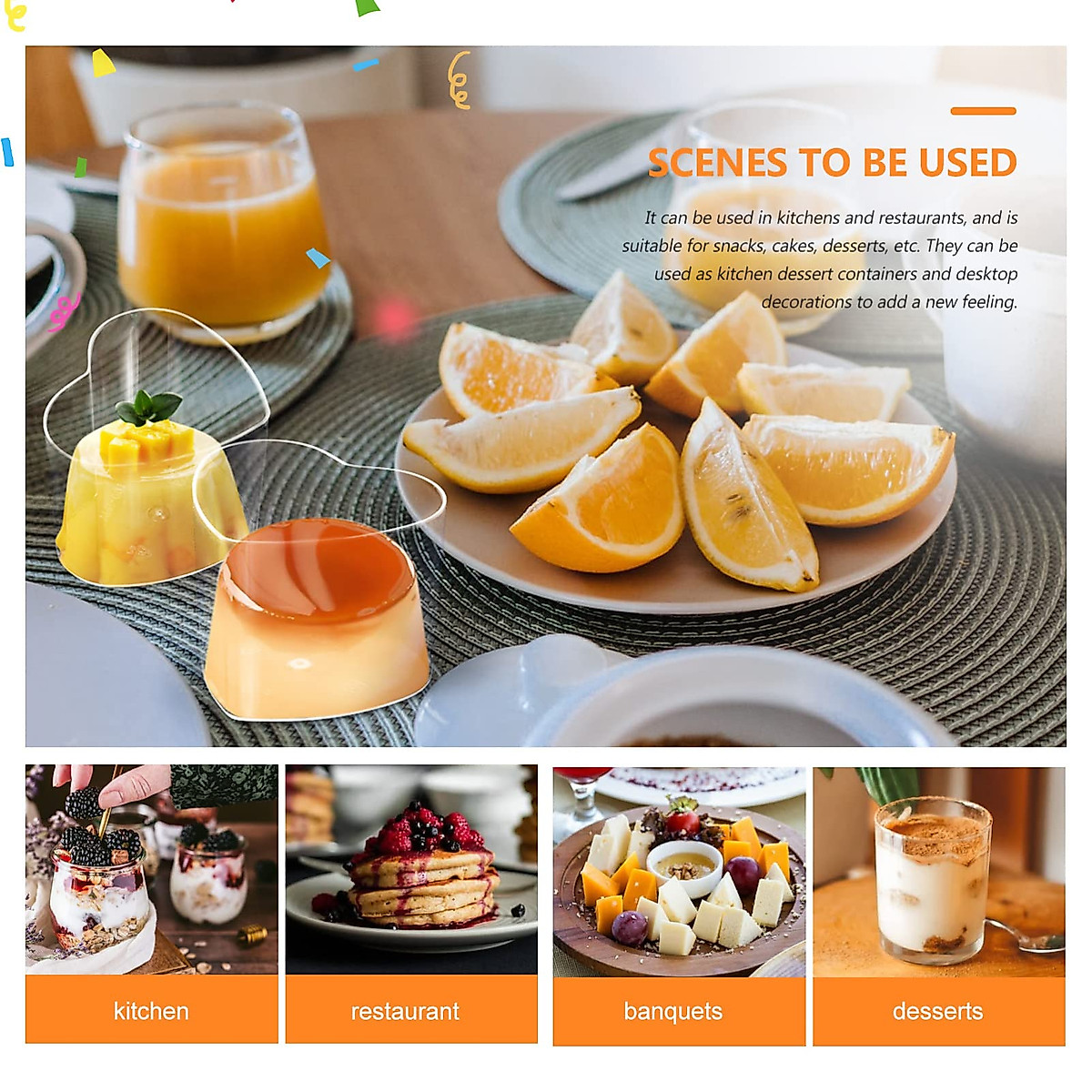 DOITOOL 20PCS Clear Dessert Cup 2. 3 oz Mini Dessert Cup, Clear Plastic Parfait Appetizer Cups Heart Shaped Dessert Serving Cups for Parties, Events, Catering (5. 5 x 5. 5cm)