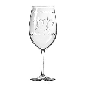 Rolf Glass Fleur De Lis All Purpose Wine Glass 18 Ounce | Set of 4 Large Wine Glasses | Lead-Free Crystal Glass | Engraved Large Wine Glasses | Made in the USA