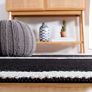 Safavieh Natura Collection 2'3" x 8' Black/Ivory NAT324Z Handmade Flat Weave Modern Contemporary Stripe Wool Runner Rug