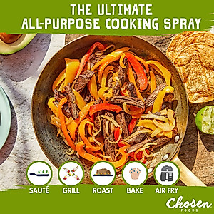 Chosen Foods 100% Pure Avocado Oil Spray, Keto and Paleo Diet Friendly, Kosher Cooking Spray for Baking, High-Heat Cooking and Frying (6 oz)