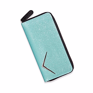 Liquorbrand Vintage Sparkle Chevron Zip Around Clutch Wallet (Mint)