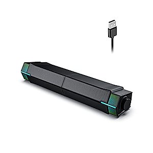 Jeecoo M20 Bluetooth Computer Speakers for PC Desktop Monitor, Gaming PC Sound Bar - Wired USB-Powered, Superb Stereo Sound, with LED Lighting - Combine/Separate to Customize Your Desk