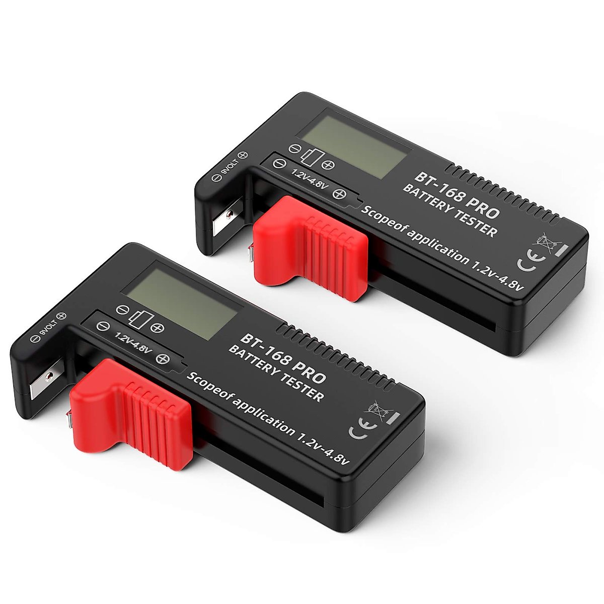2 Pieces Digital LCD Universal Battery Tester (Model: Bt - 168 PRO), Portable Battery Checker Battery Tester for AA AAA C D 9V 3.7V 1.5V Button Cell