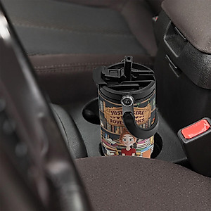 Macorner Personalized 30oz Tumbler With Handle, Just A Girl Who Loves Books Tumbler, Daughter Gifts