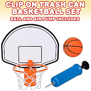 ArtCreativity Trash Can Basketball Set, Includes Clip-On Hoop with Backboard, Inflatable Ball and Pump, Fun Indoor Basketball Hoop for Kids, Office Toys for Adults, Great Birthday Gift Idea
