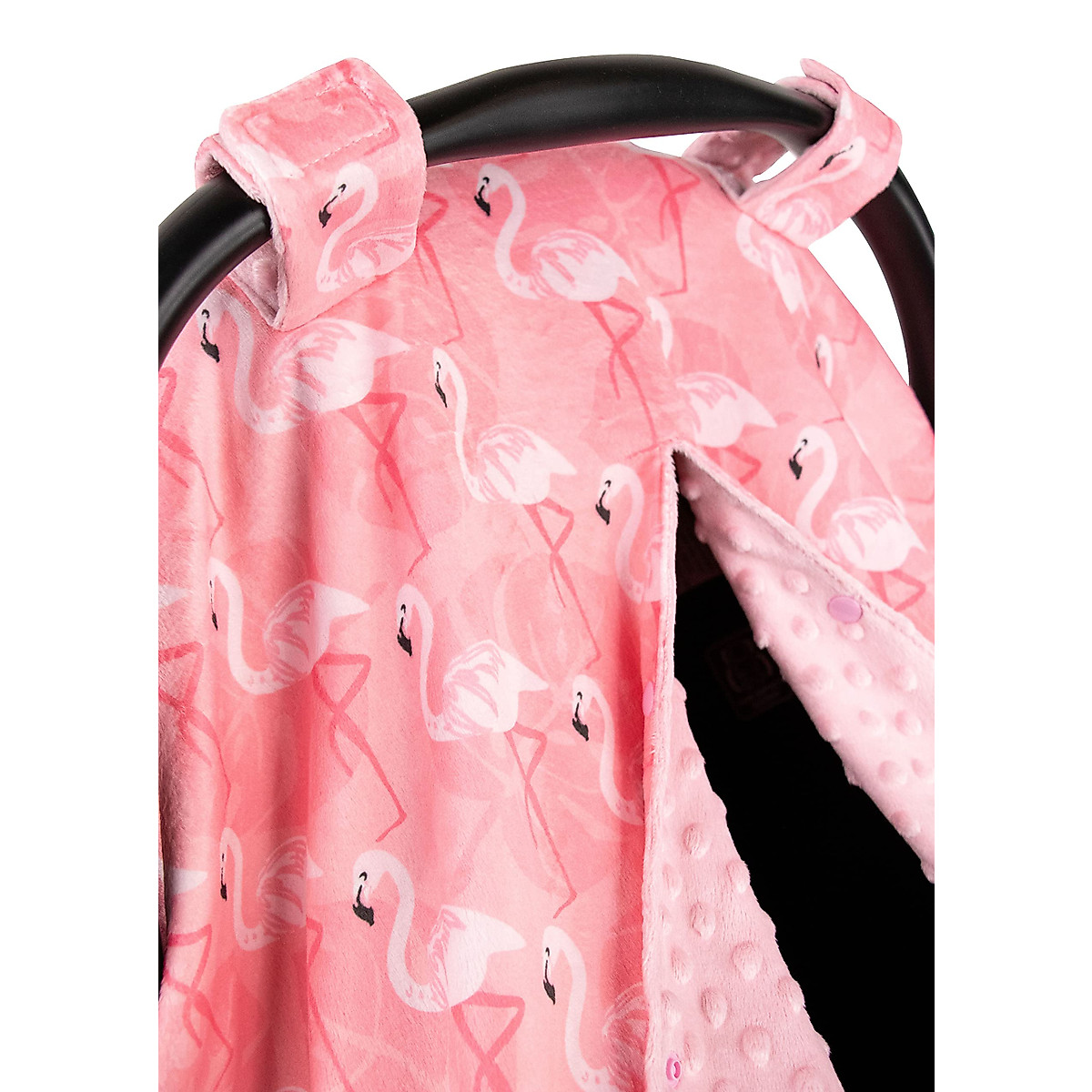 Top Tots Deluxe Minky Baby Car Seat Cover - Flamingo, 40 x 29 Inch Pink