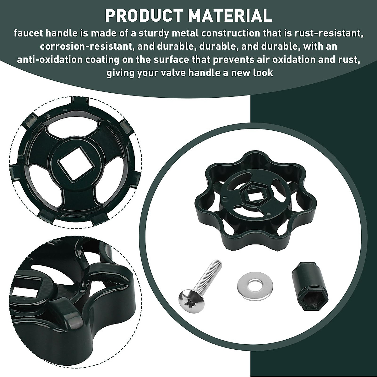 VIDABTE Outdoor Faucet Handle,Hose Bibb Round Wheel Handle for Danco 10006 10006P,Outdoor Water Spigot with Universal Design Adapter and Screws,Water Spigot Hose Bibb Round Wheel Replacement (2 Set)