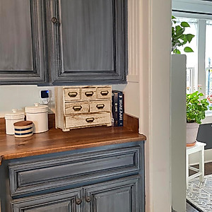 Pickei Wood Desk Drawer Organizer: Home Storage Cabinet 6 Drawers Mini Chest with Lable Holder Handles