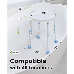 OasisSpace Shower Chair for Inside Shower, Adjustable Shower Stool,Bathtub Seat Bench with Anti-Slip Rubber Tips for Safety and Stability, Handicap Bathroom Stool for Seniors, Disabled, Handicap