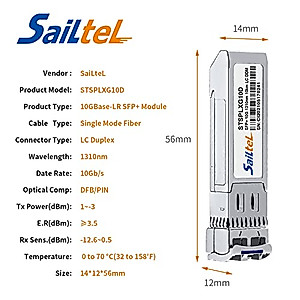 10G Gigabit Single Mode SFP+ LC Module,10G 1310nm SMF, up to 10 km, DDM,10GBase-LR Fiber Transceiver, Compatible with Cisco, Ubiquiti, Mikrotik,Netgear, Dlink,Linksys and More (10 Packs)