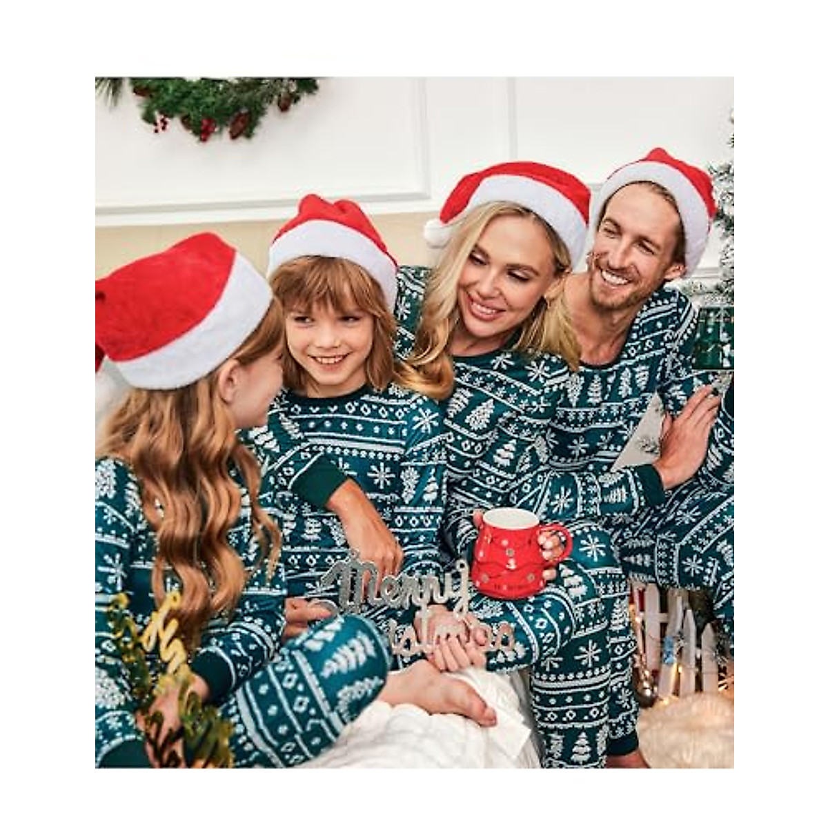 Ekouaer Couple Holiday Pajamas Set Sleepwear for Men Plaid Night Wear Xmas Couple Matching Pjs Set