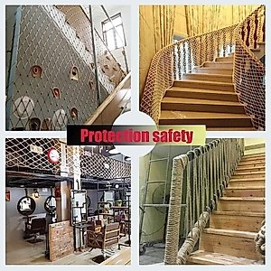RZM Rope Netting Heavy Duty, Climbing Rope Net Playground Treehouse Hemp Safety Net Stair Balcony Protection Netting Kids Outdoor Swing Toys (Size : 2 * 3m(7 * 10ft))