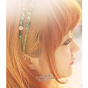 ShungFun 7 Pieces Women Fashion Thin Beads Crystal Headbands Antislip Hair Loop Clasp Glitter Hairbands Elastics Hair Bands for Wedding Hair Accessories (Yellow,Pink,Red,Green,Purple,Black and