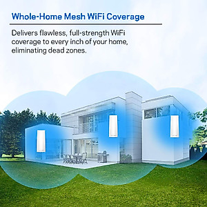 Linksys Velop Dual Band AC3600 Intelligent Mesh WiFi Router Replacement System | 3 Pack | Coverage up to 4,500 Sq Ft
